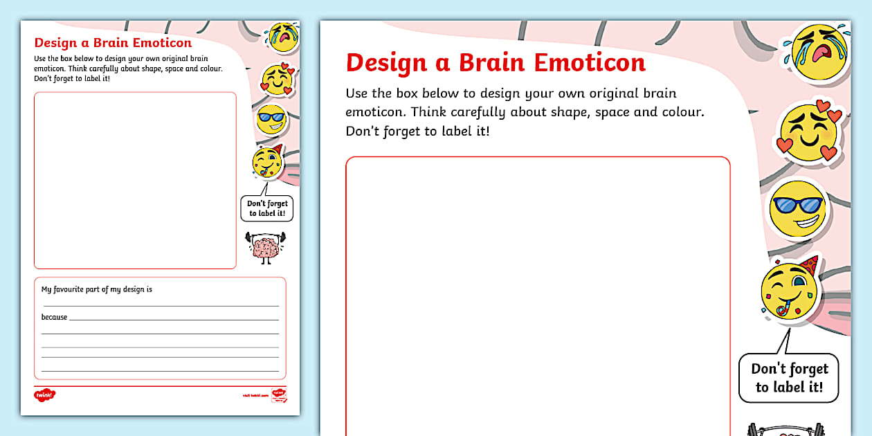Design Your Own Brain Emoticon Activity Sheet - Twinkl