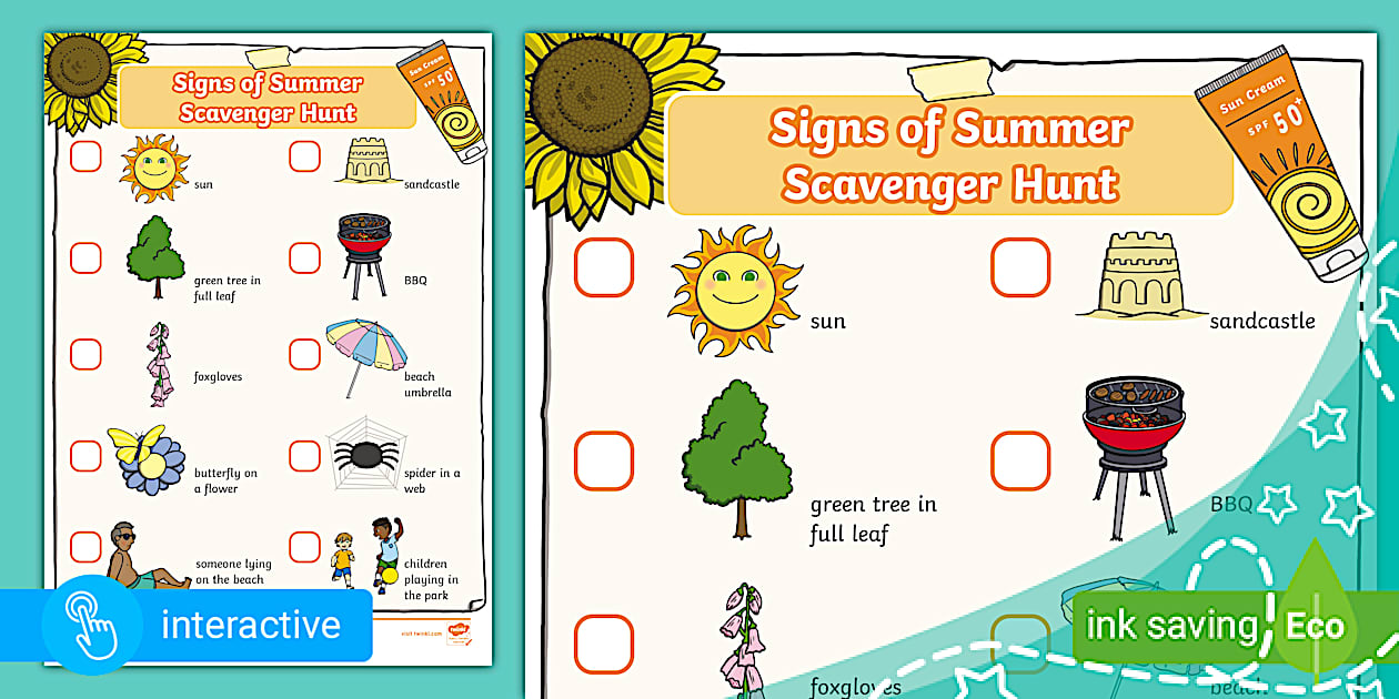Signs of Summer Scavenger Hunt (teacher made) - Twinkl