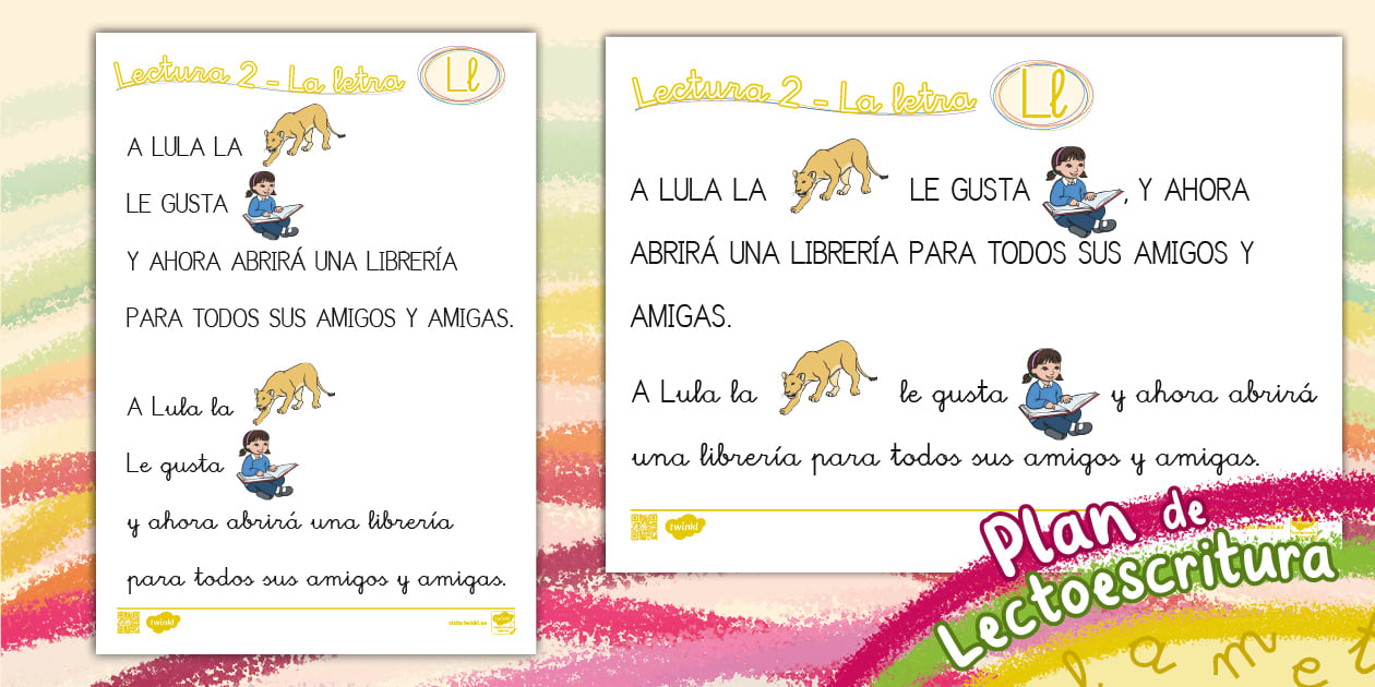 Plan de lectoescritura: La letra L - Lectura 2 - Twinkl