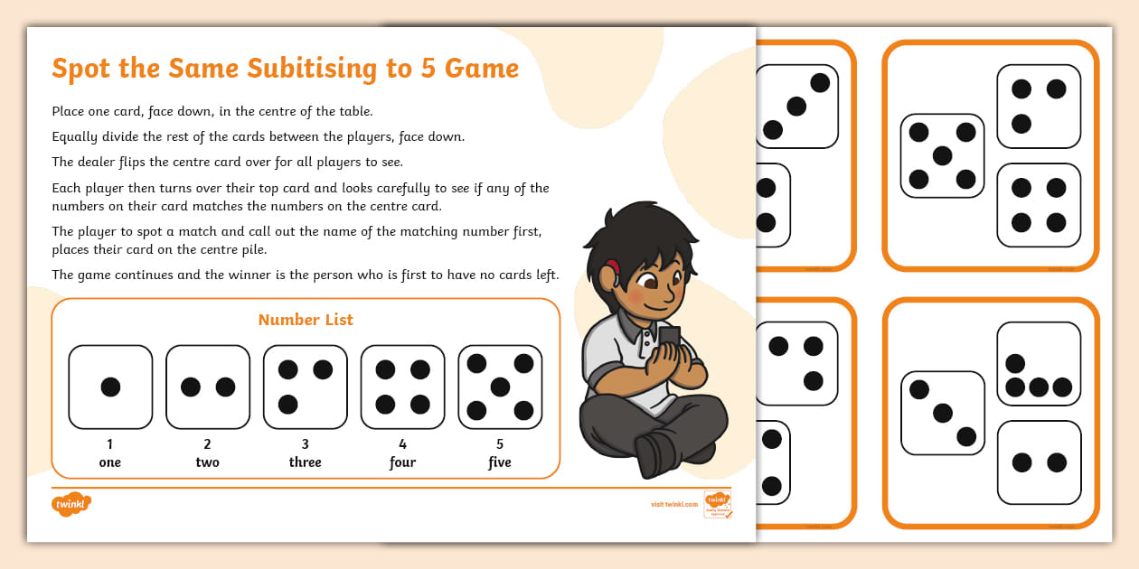 👉 Spot the Same Subitising to 5 Game (teacher made)