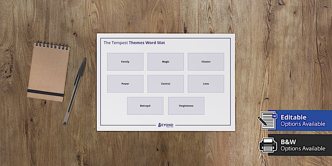KS3 The Tempest Themes Word Mat (teacher made) - Twinkl