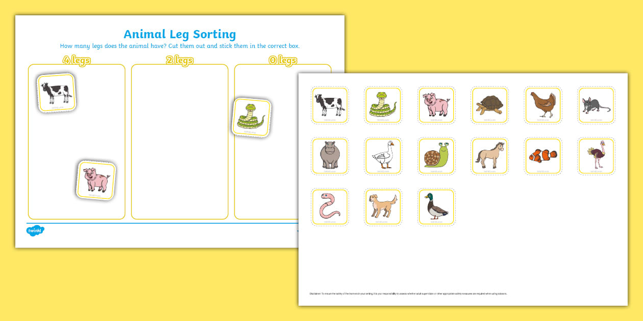 Animal Leg Sorting Activity (teacher made) - Twinkl