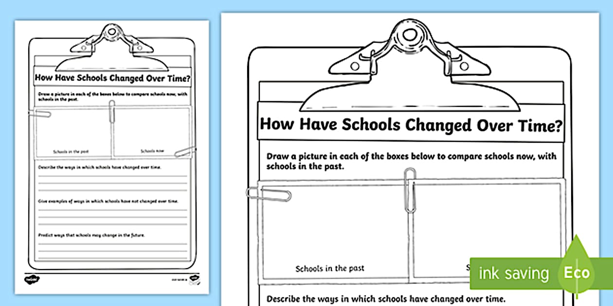 How Have Schools Changed Over Time? Worksheet (teacher made)