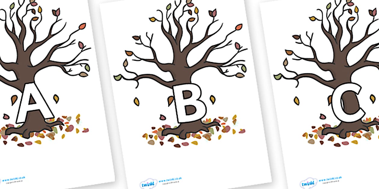 A-Z Alphabet on Autumn Trees (teacher made) - Twinkl