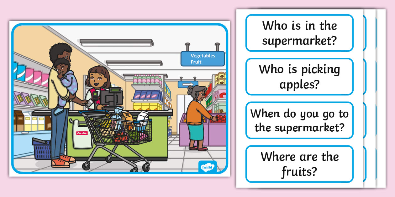 Supermarket Picture and Questions - Language Activity