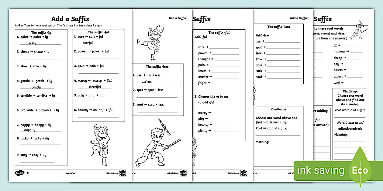 Adding a Suffix Differentiated Worksheets - Twinkl