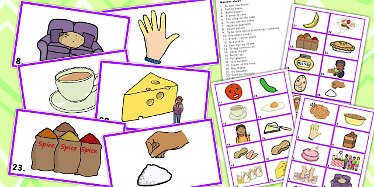 Food Idiom Picture Cards (teacher made) - Twinkl