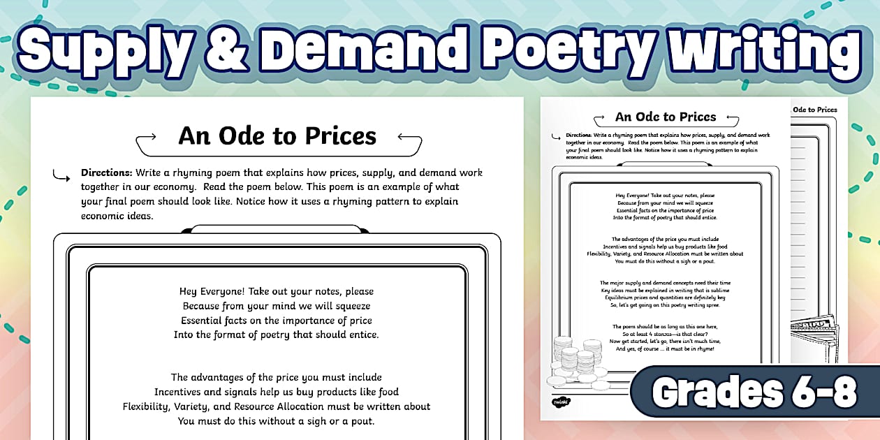 Supply & Demand: An Ode To Prices Poetry Writing Worksheet