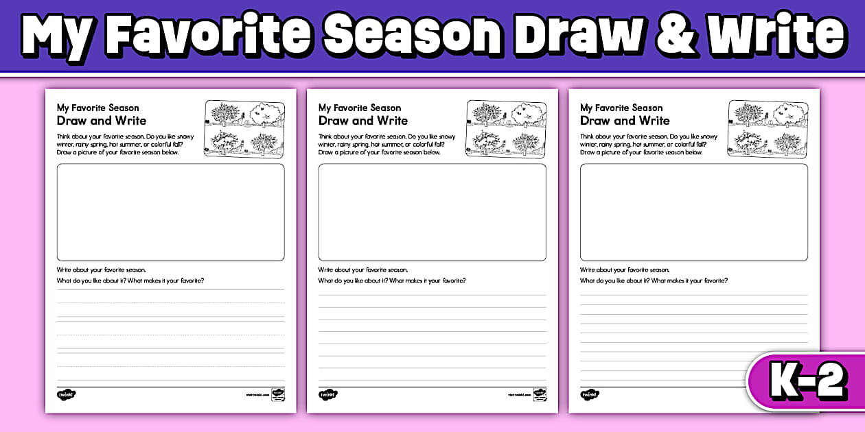 My Favorite Season Draw and Write Worksheet for K-2nd Grade