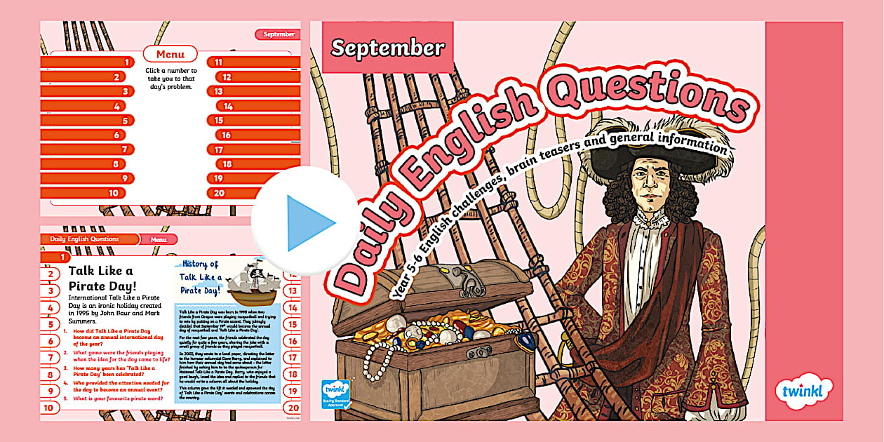 September Daily English Questions for Years 5/6 - Primary