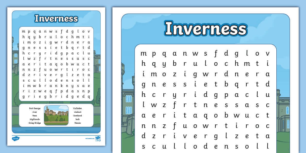 Inverness Word Search (Teacher-Made) - Twinkl