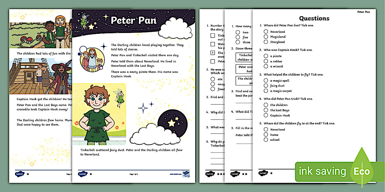 KS1 Peter Pan Reading Activity | Twinkl English - Twinkl
