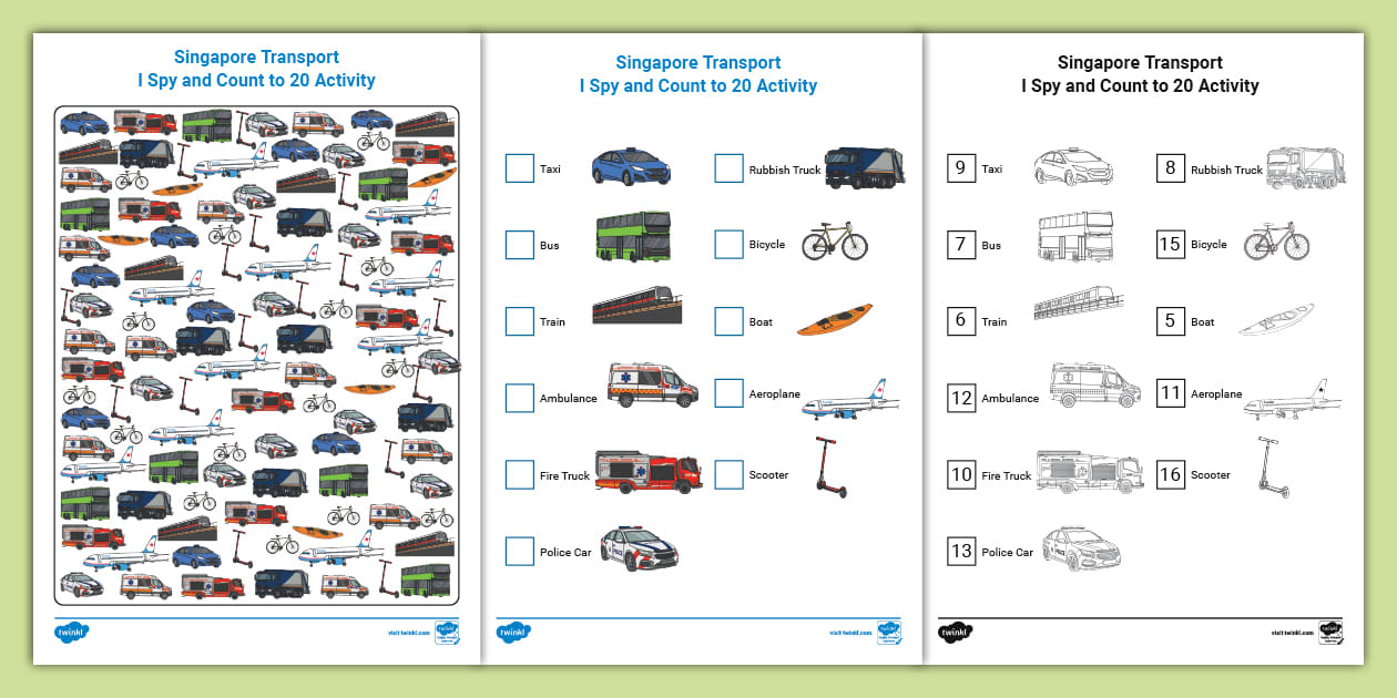 Singapore Transport I Spy Activity (Teacher-Made) - Twinkl