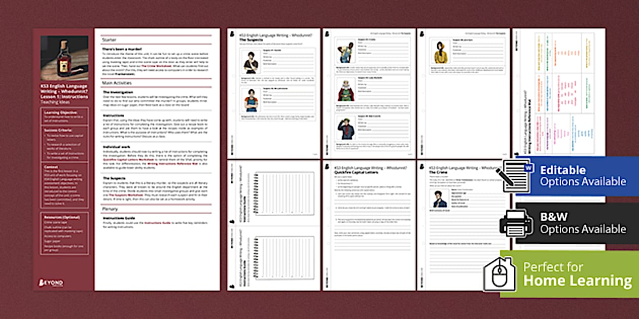 KS3 English Language Writing: Whodunnit? Lesson 1: Instructions