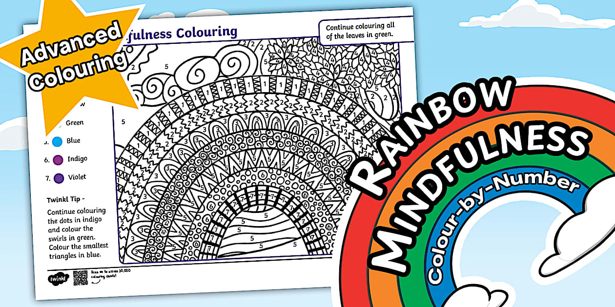 Rainbow Mindfulness Colour-by-Number Activity | Advanced