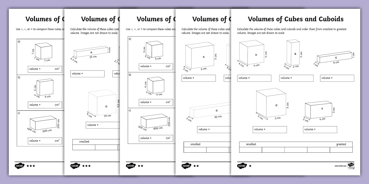 Fifth Grade Differentiated Cube and Cuboid Worksheets
