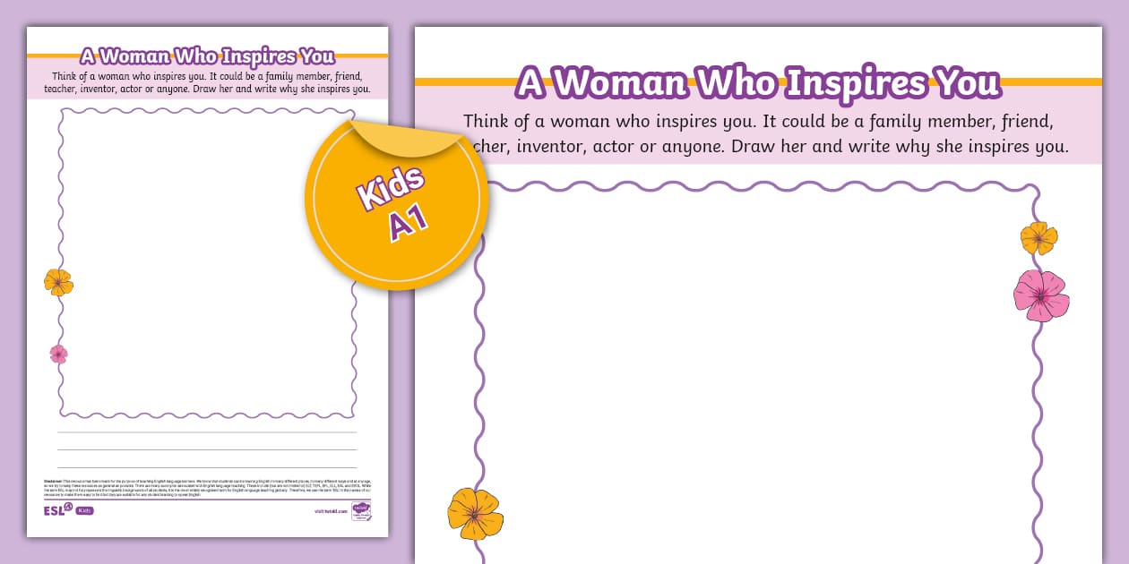 ESL A Woman Who Inspires You Activity Sheet on Twinkl