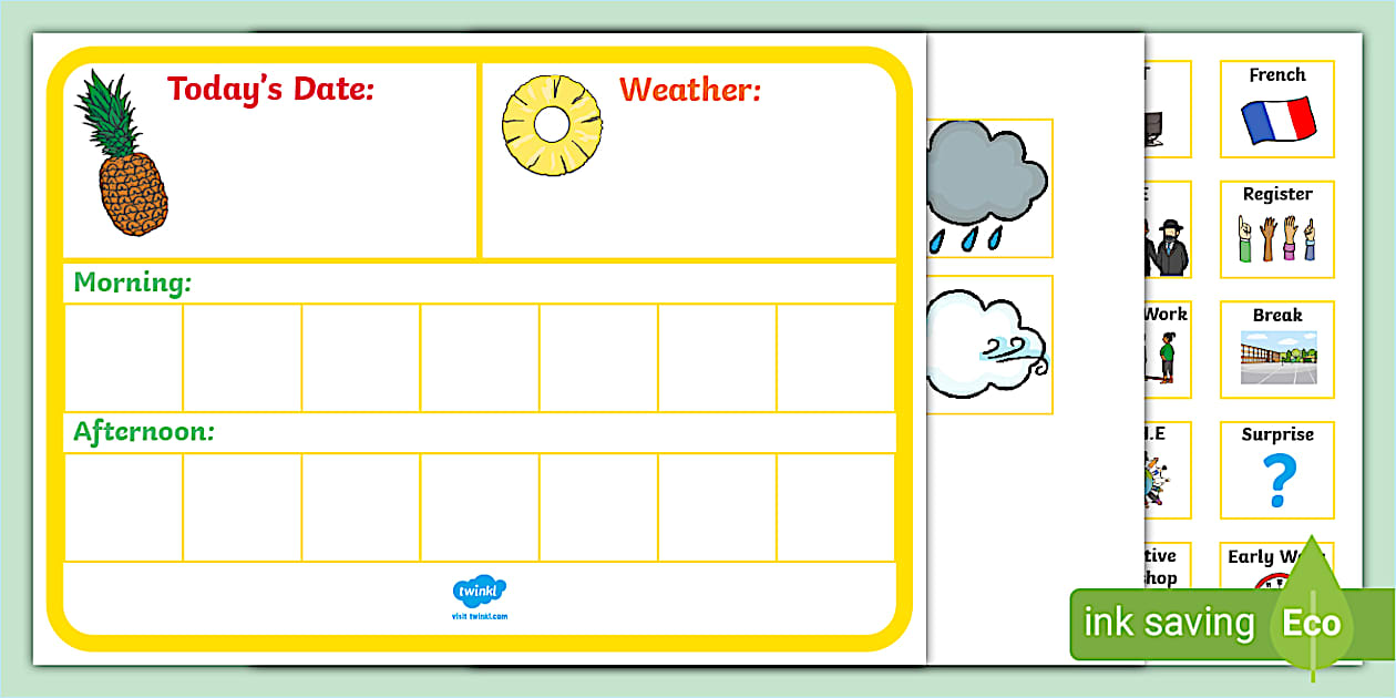 Pineapple-Themed Daily Visual Timetable (teacher made)
