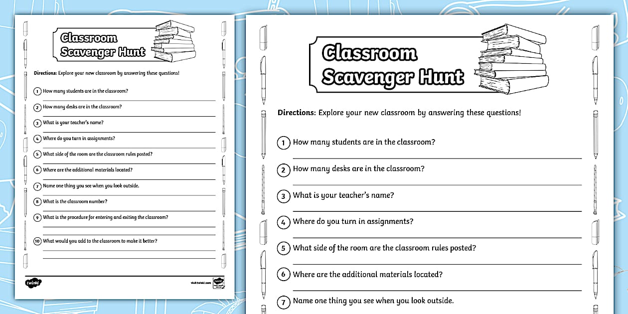 Seventh Grade Classroom Scavenger Hunt