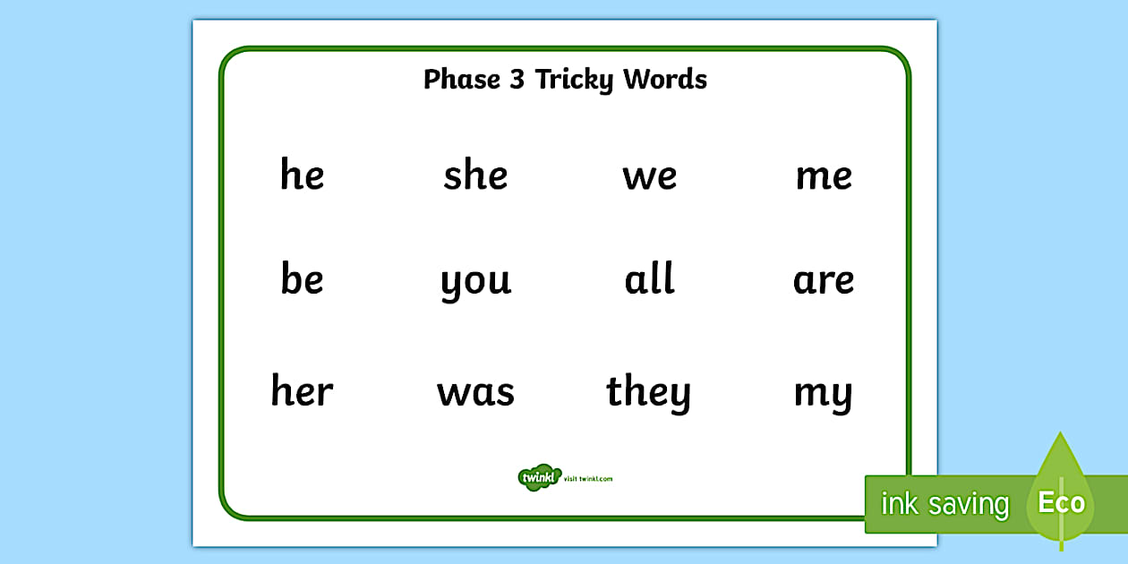 Editable Tricky Words Phase 3 - Word Mat (teacher made)