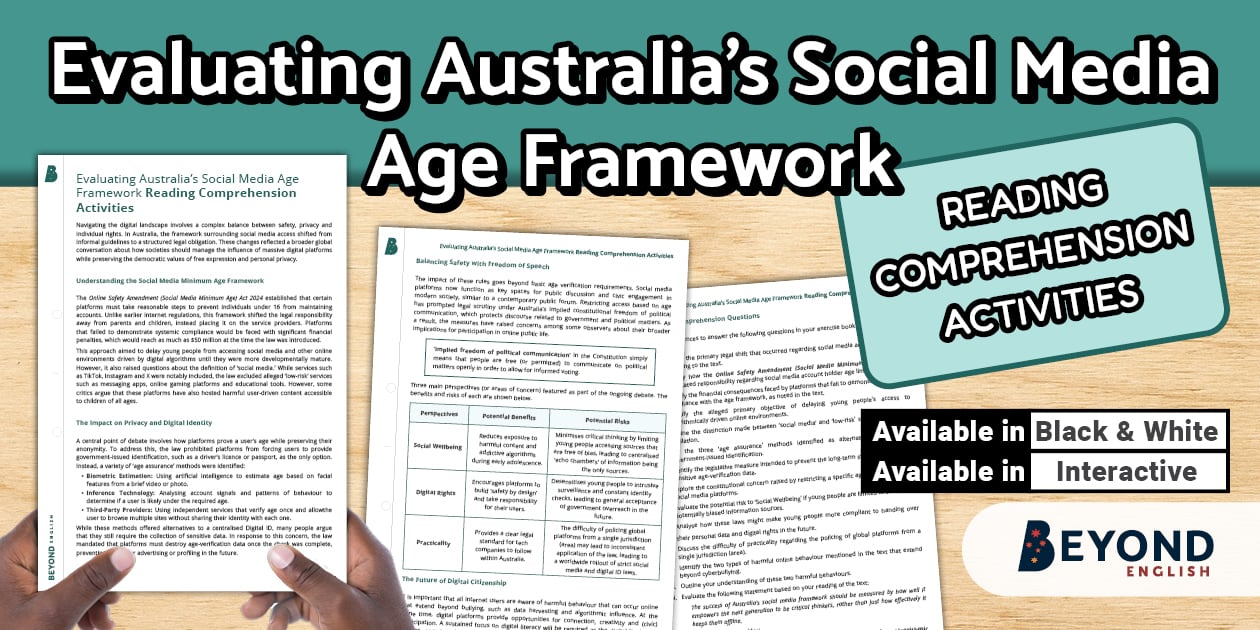 Australia's Social Media Framework - Reading Comprehension