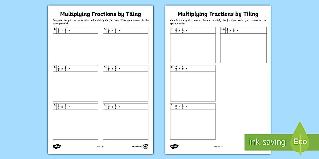 Multiplying Fractions by Tiling (3) Worksheet / Worksheet