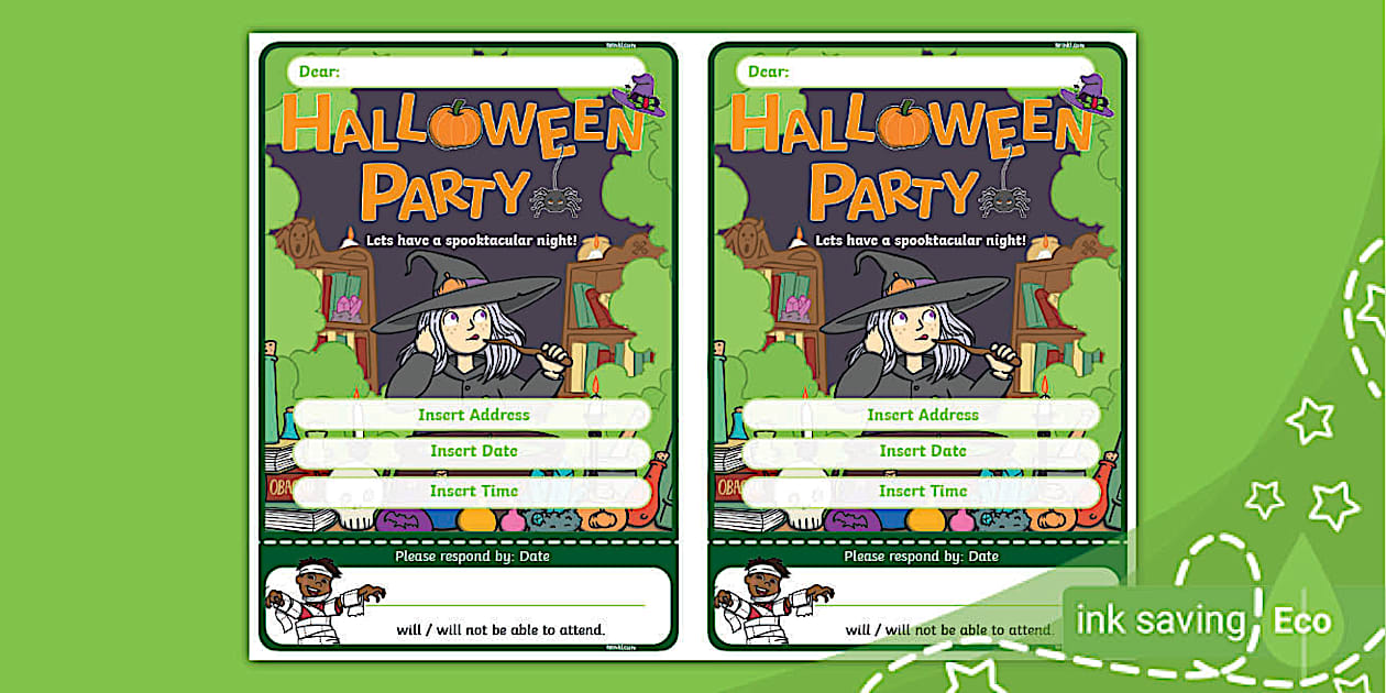 Halloween Party Invitations (teacher made) - Twinkl