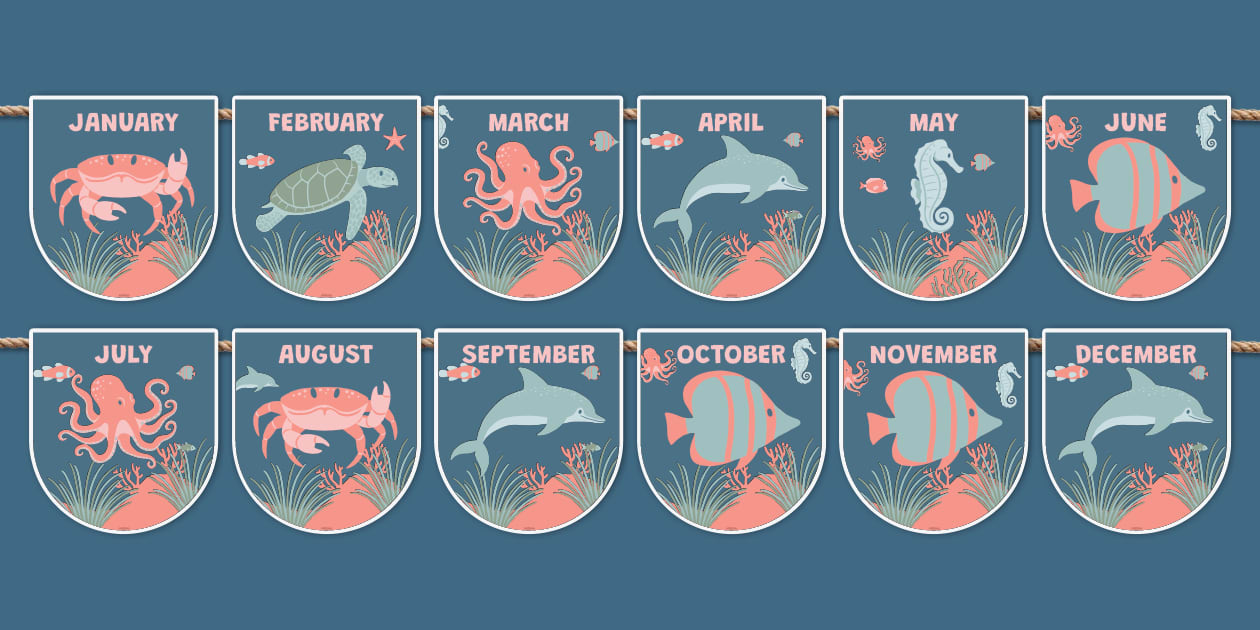 Under the Sea Themed Class Birthdays Display Bunting