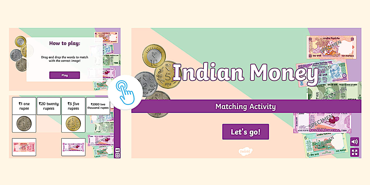 Interactive Indian Money Matching Activity - Twinkl