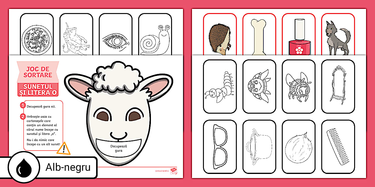 Sunetul și litera O: Hrănește oaia – Joc sunet inițial