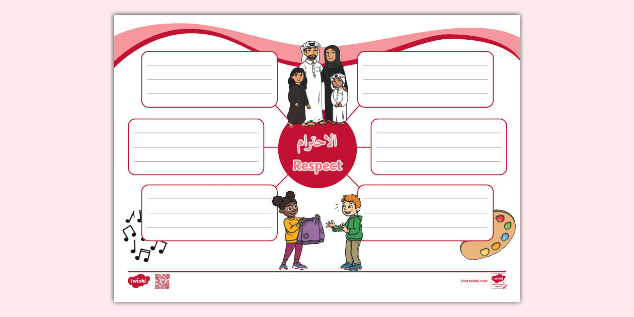 Values Mind Map - Respect - Arabic/English (teacher made)