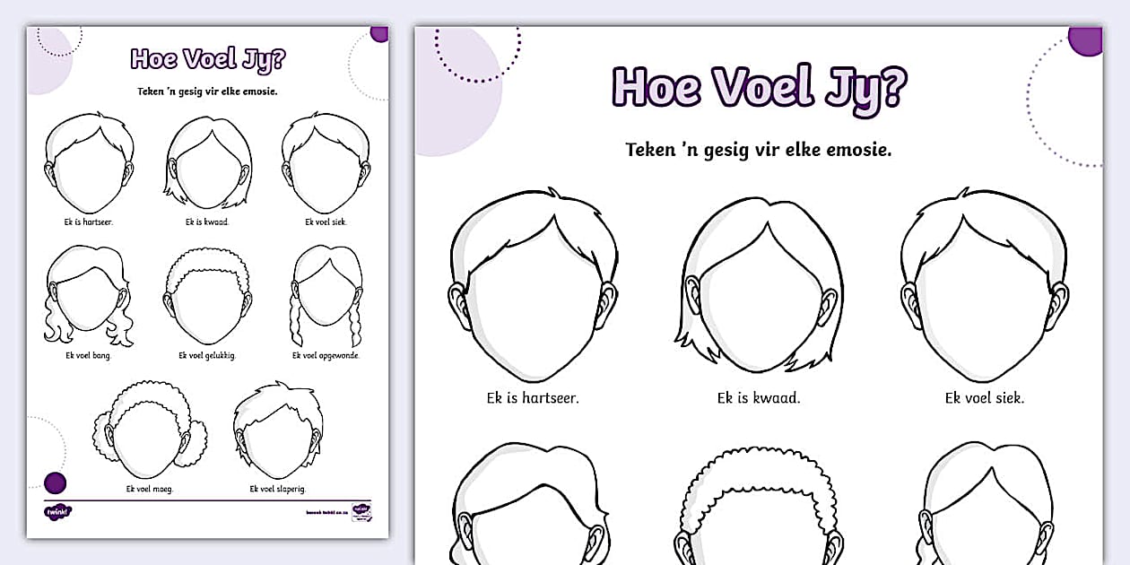 Hoe voel jy? - Teken Emosies - Aktiwiteit (teacher made)