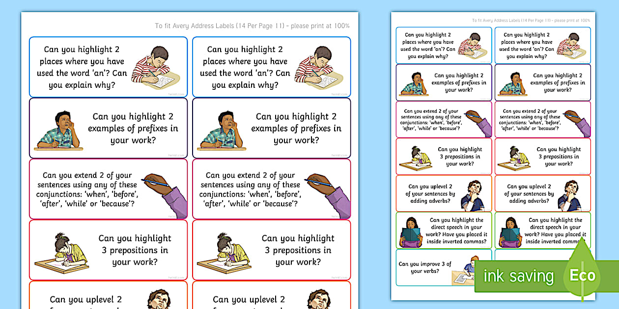 Editable Year 3 Writing Feedback: Extension and Challenge Stickers