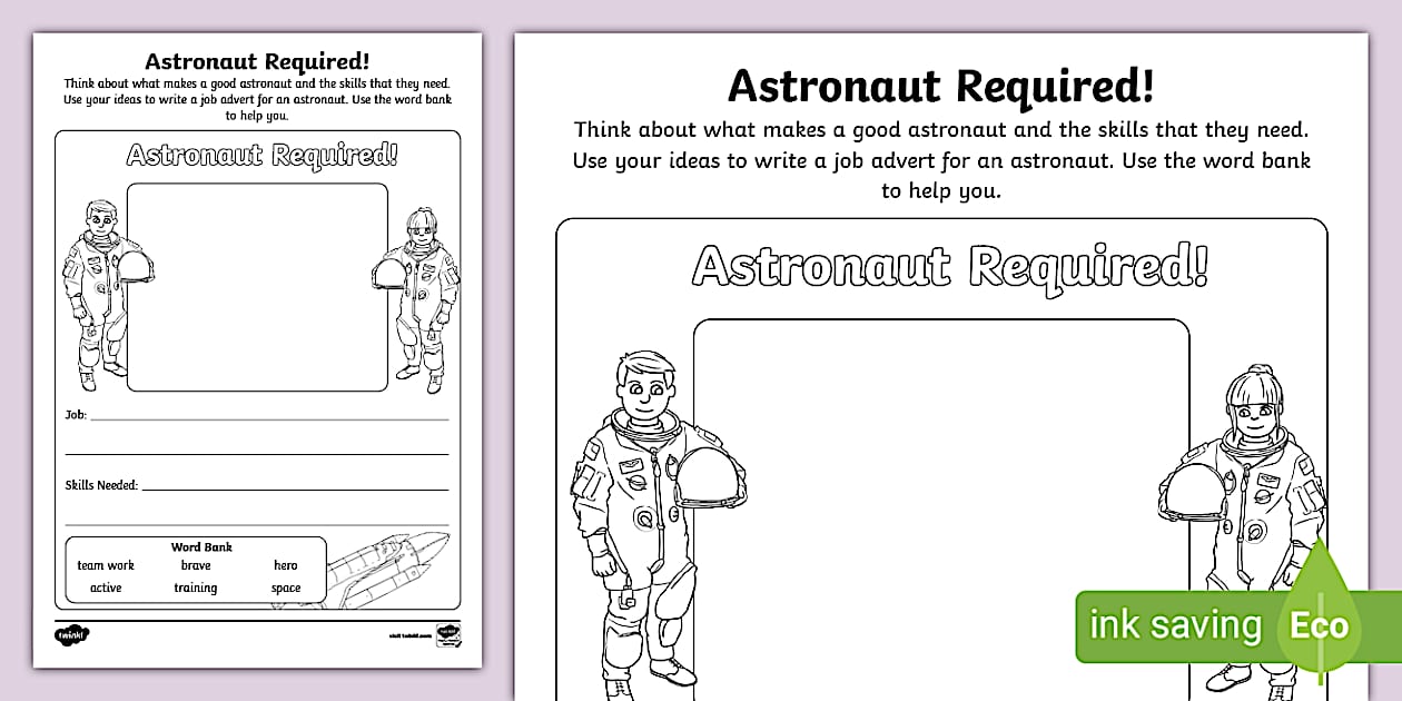 Astronaut Job Advert Writing Template (Teacher-Made)