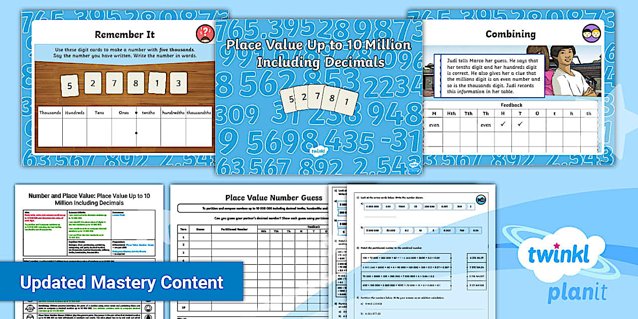 Y6 Place Value to 10 Million Including Decimals PlanIt Maths