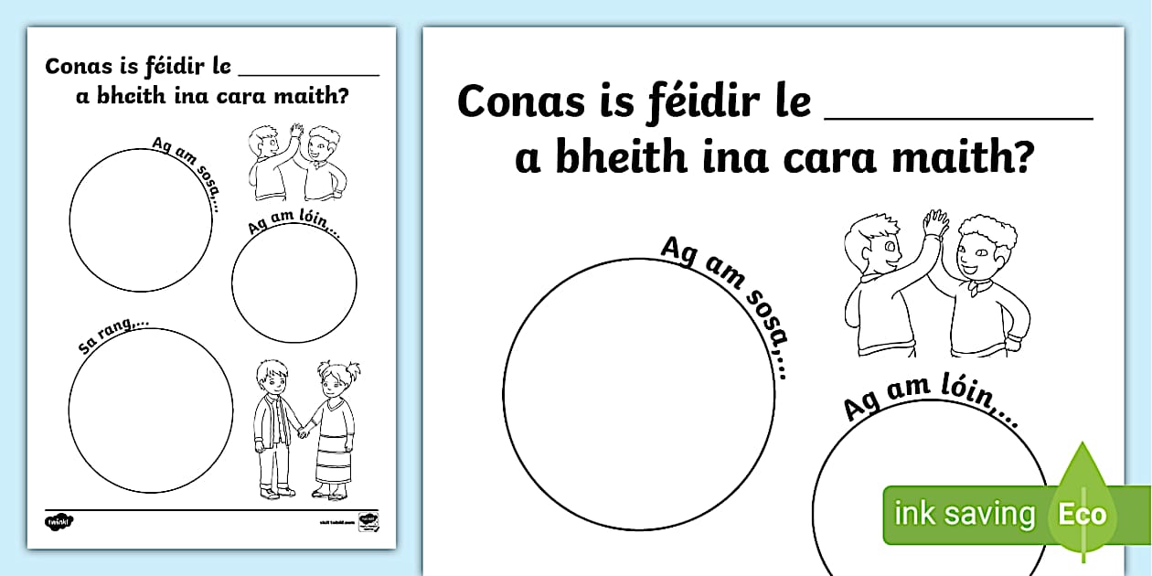 Writing Frame, How to be a good friend Gaeilge - Twinkl