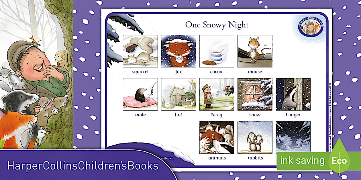FREE! - Percy the Park Keeper: One Snowy Night Word Mat