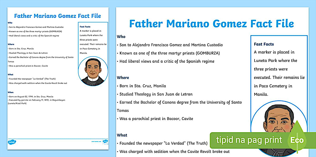 Father Mariano Gomez Fact File | Preschool |Twinkl - Twinkl