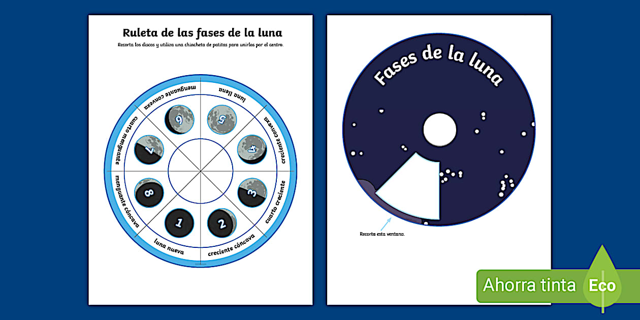 Manualidad de las fases de la luna - ruleta - Twinkl