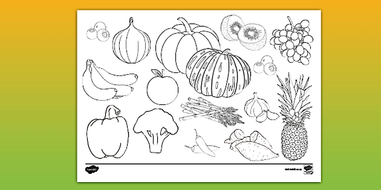 Fruit and Vegetables Colouring Sheet - Twinkl