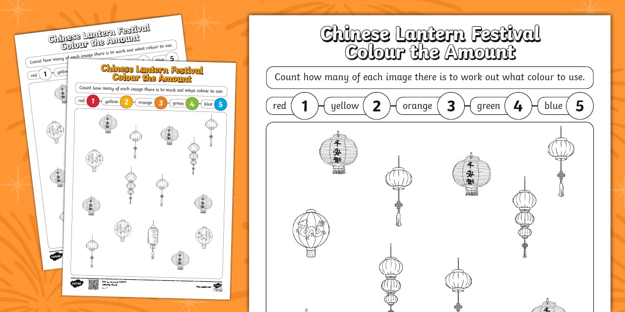 👉 Chinese Lantern Festival Colour the Amount Worksheet