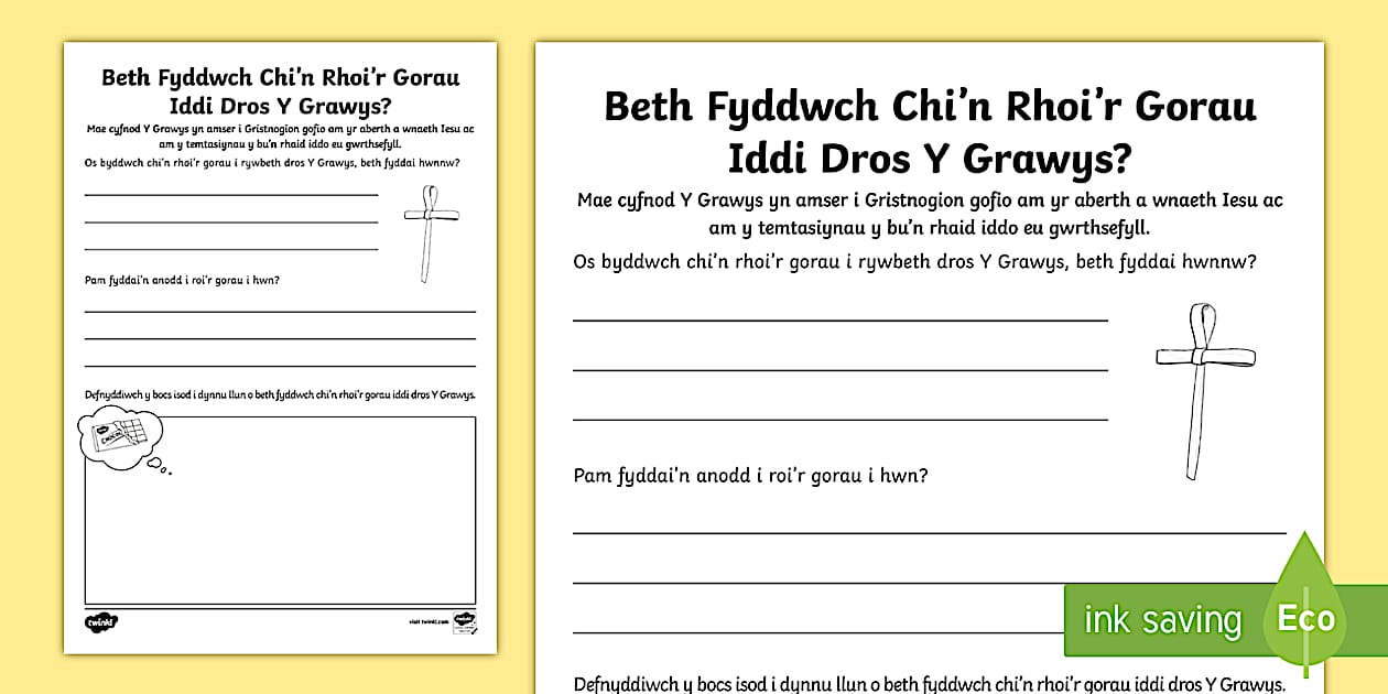 Taflen Weithgaredd Y Grawys (l'enseignant a fait) - Twinkl