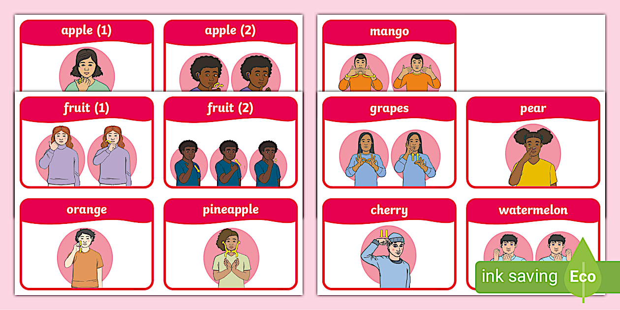 Auslan Fruits Word Cards