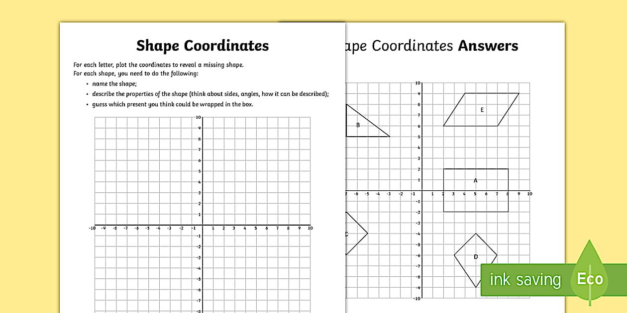 Shape Coordinates in Four Quadrants Activity Maths - Twinkl