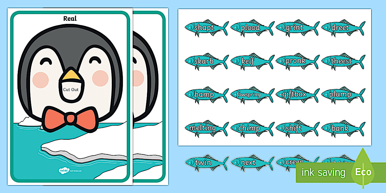 Feed the Penguin Real and Nonsense Phase 4 Word Activity