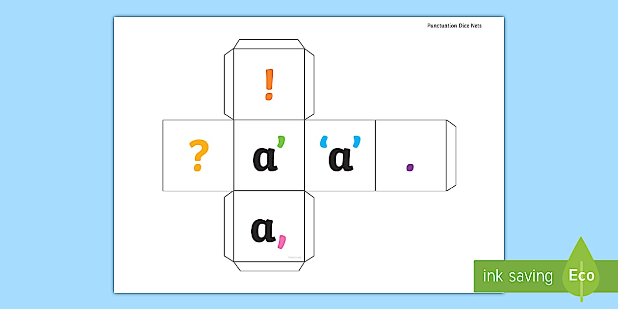 Punctuation Dice Net (teacher made) - Twinkl