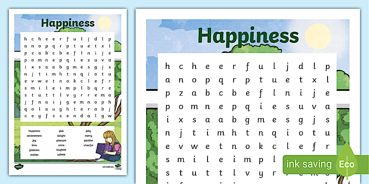 Happiness Word Search (teacher made) - Twinkl