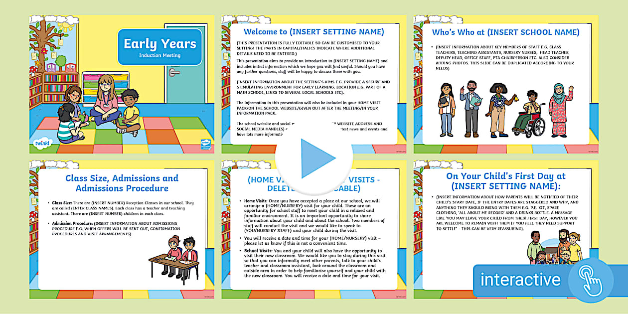 EYFS Editable Induction Meeting for New Starters PowerPoint