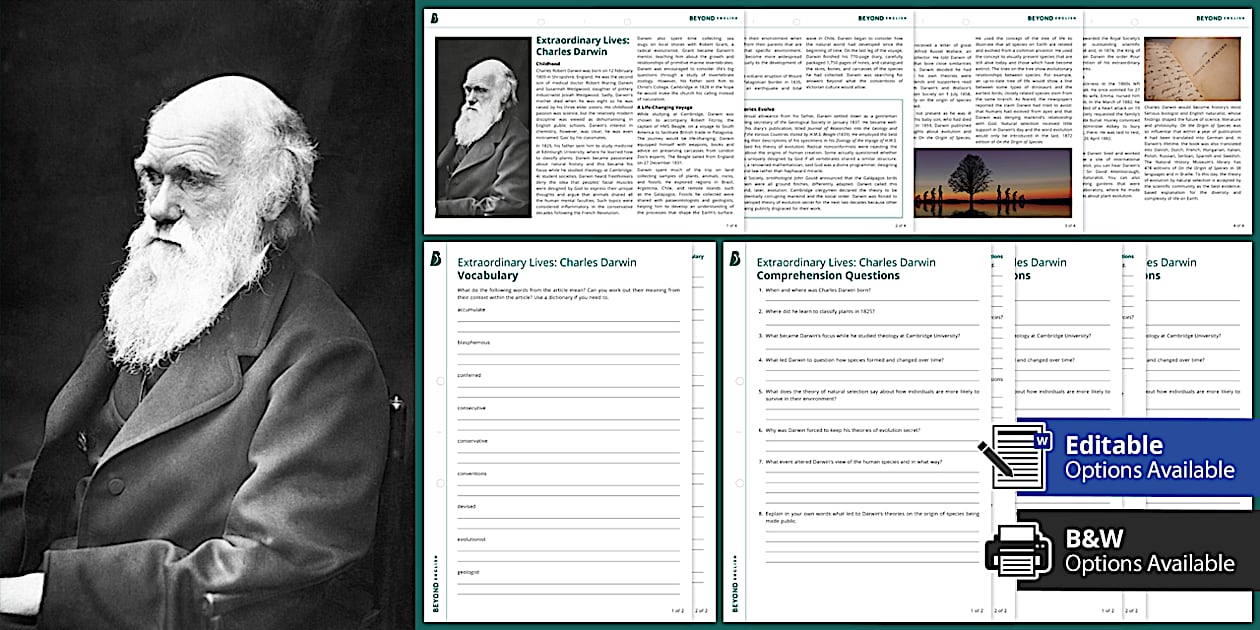 Extraordinary Lives: Charles Darwin Reading Comprehension