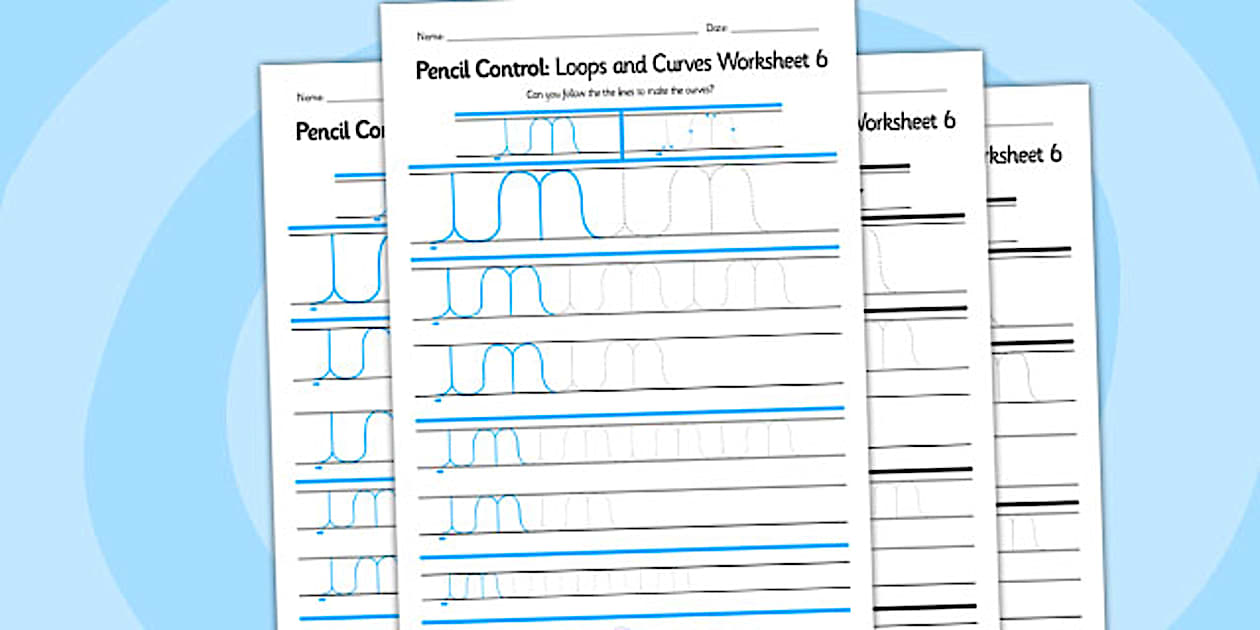 Black and White Pencil Control Loops And Curves Worksheet 6